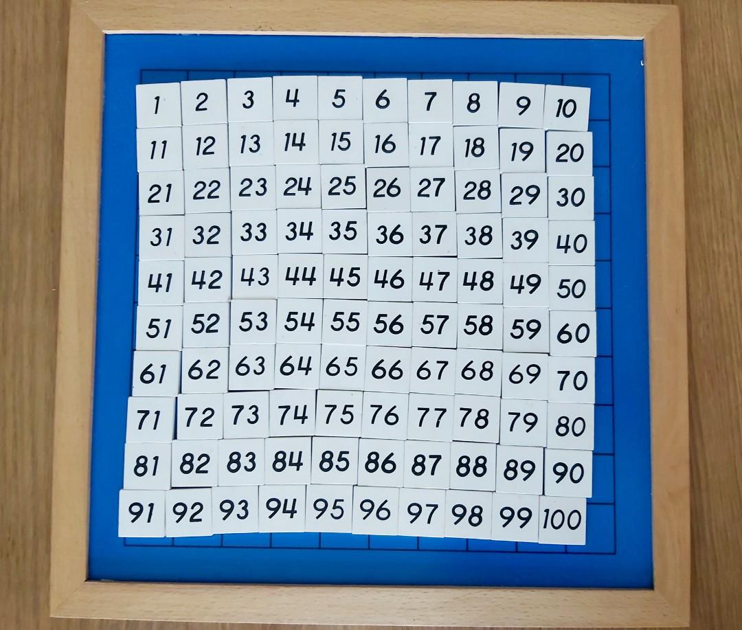 Montessori Math Numeration : 100 numbers board, Hobbies & Toys, Toys ...