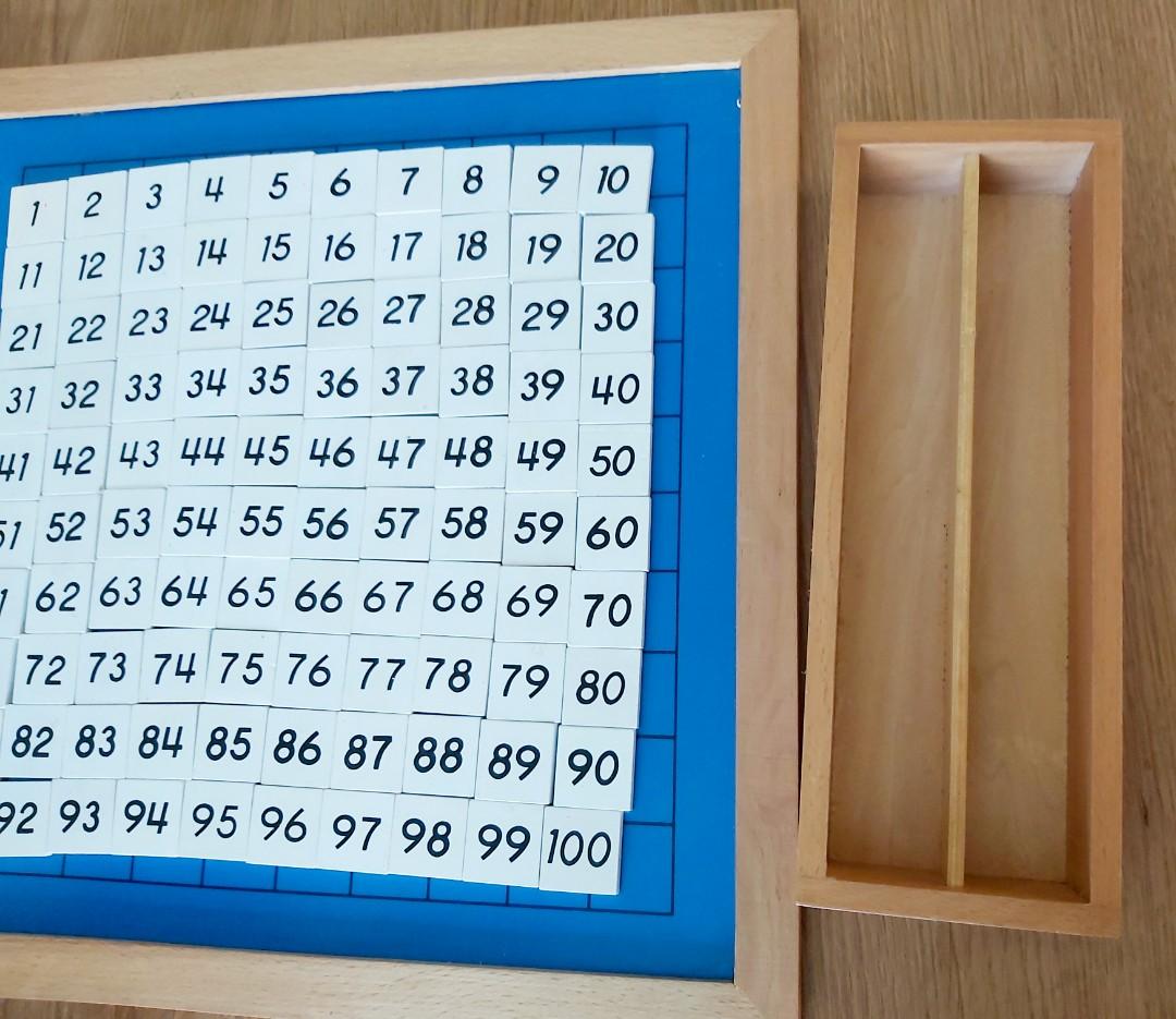 Montessori Math Numeration : 100 numbers board, Hobbies & Toys, Toys ...