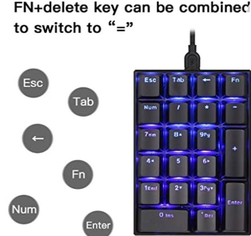 MOTOSPEED K23 Mechanical Numeric Keypad Blue Switch Wired 21 Keys Mini ...