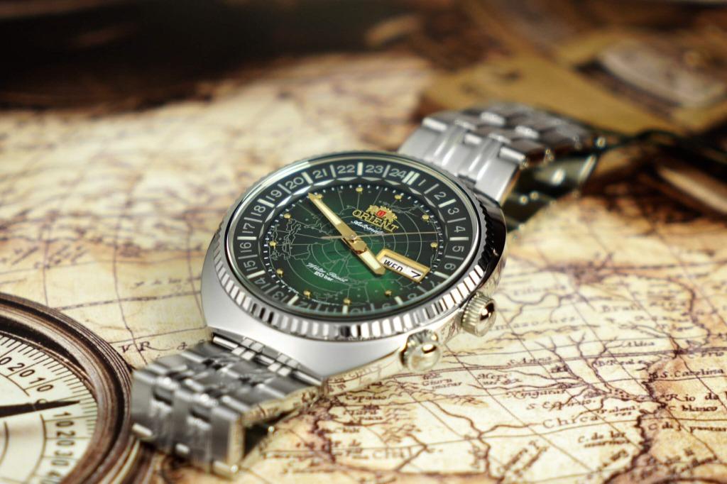 Orient World Map Revival Green Dial Stainless Steel Automatic Watch RA ...