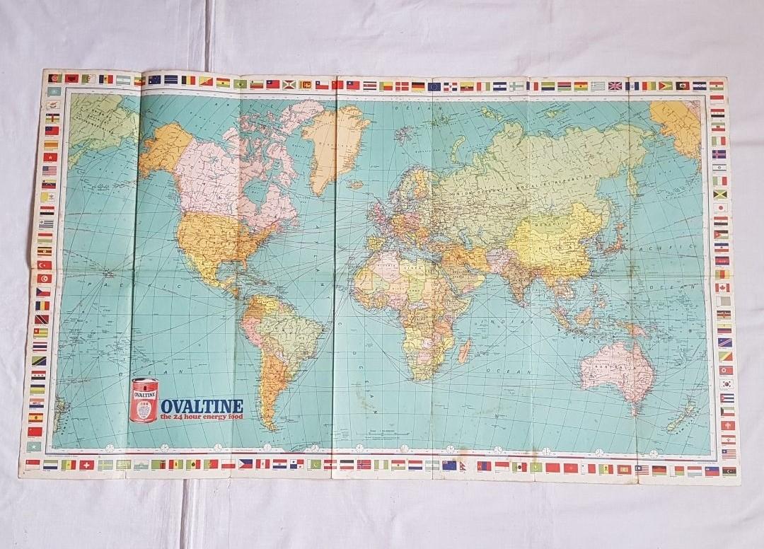 Ovaltine Map Of The World 1972, Hobbies & Toys, Memorabilia ...