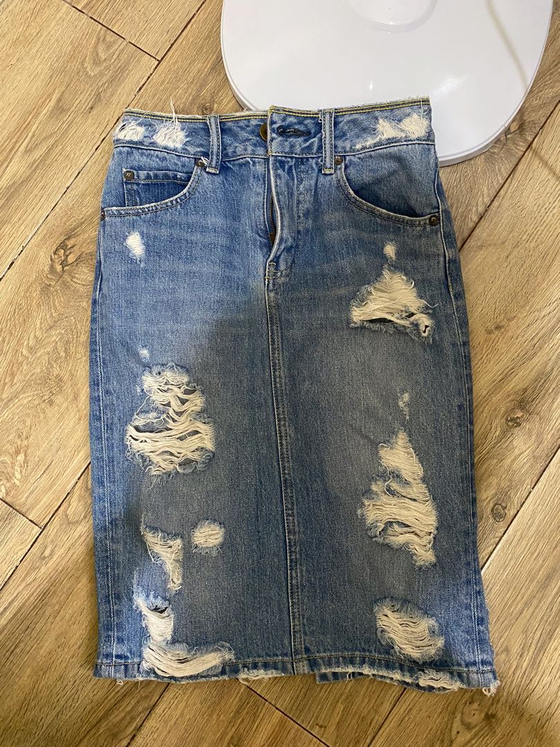 Ripped Skirt, Women's Fashion, Bottoms, Skirts on Carousell