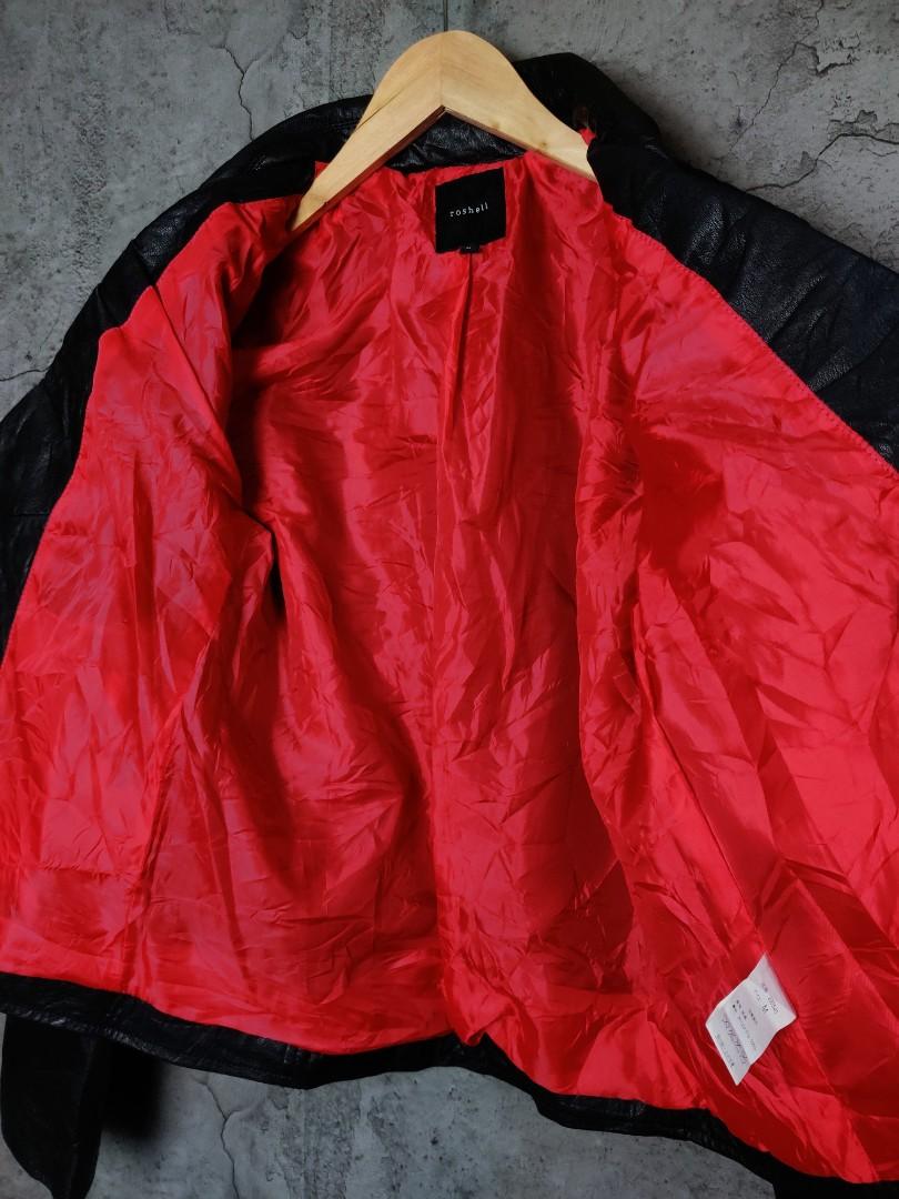 ROSHELL BLACK LEATHER BIKER JACKET, Men's Fashion, Coats, Jackets and ...