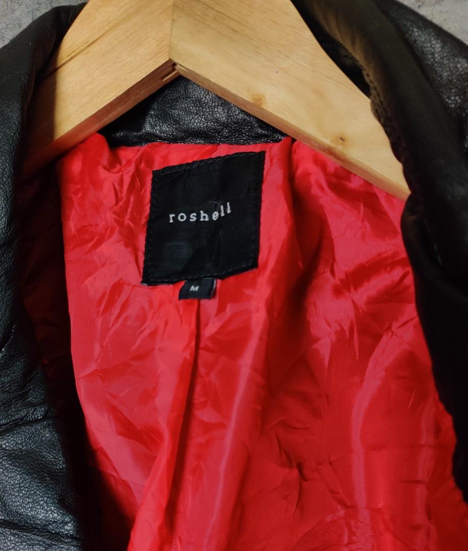 ROSHELL BLACK LEATHER BIKER JACKET, Men's Fashion, Coats, Jackets and ...