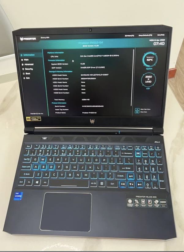 RTX3070 165Hz QHD Acer Predator Helios 300/ i7-11800H/16GB RAM/1TB SSD ...