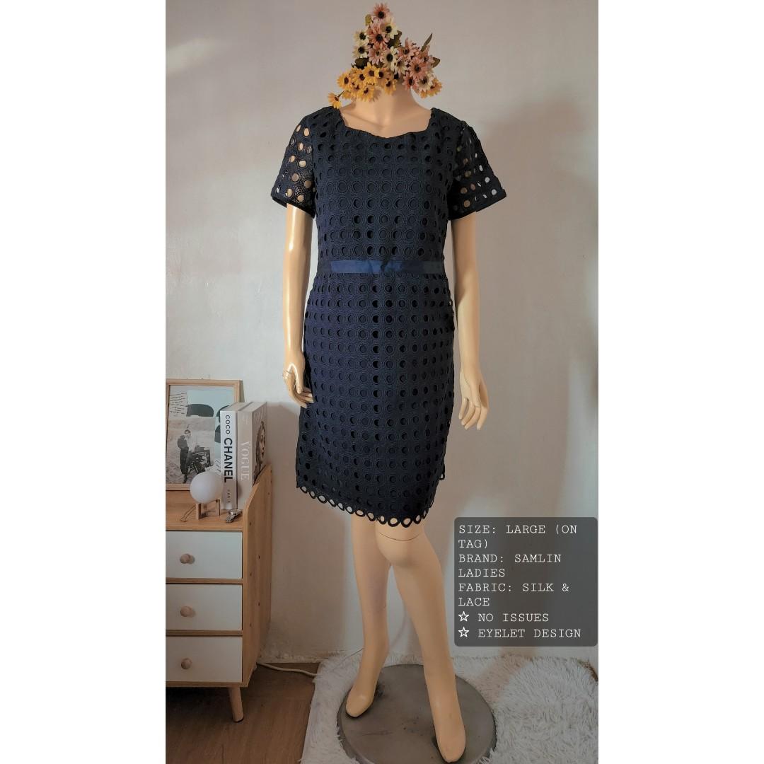 SAMLIN LADIES Eyelet Dress with Lining, Women's Fashion, Dresses & Sets ...