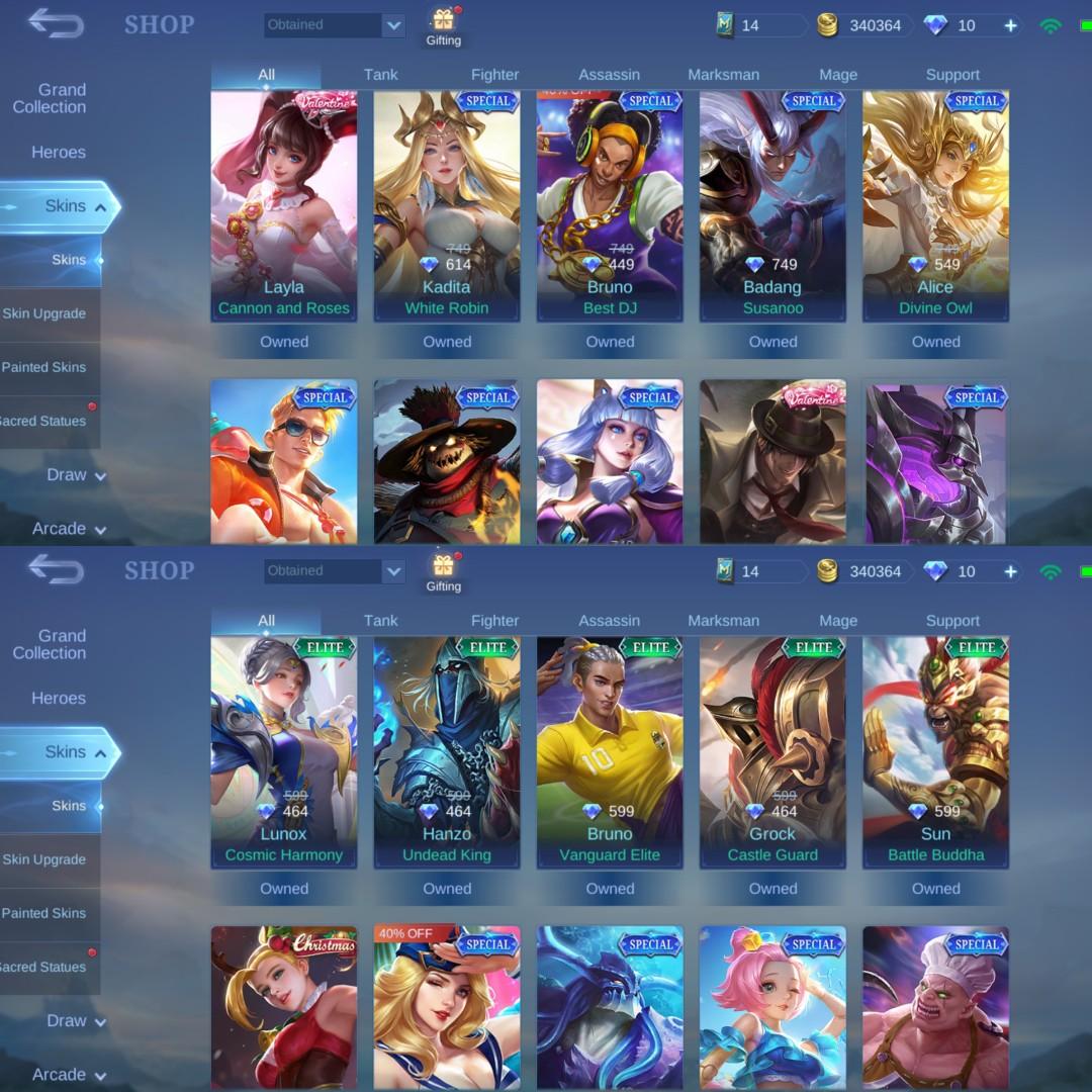 Skin 210 Valir Legend x 2 KOF x 3 Zodiac x 4 Time Limited Epic x Roger ...