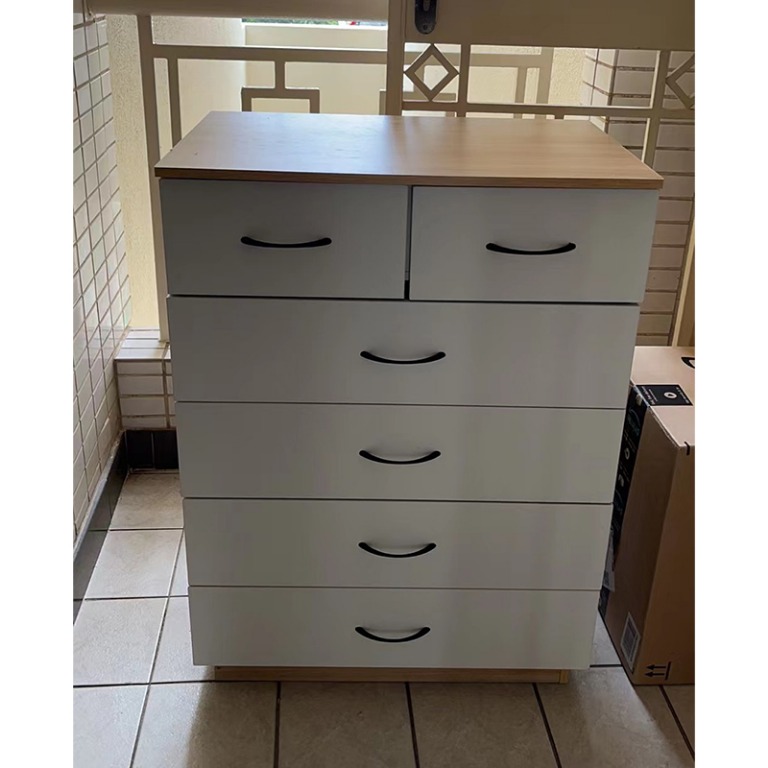 Storage Cabinet 5Tier 6Drawer Light Wood&Dark Brown Drawer Cabinet ...