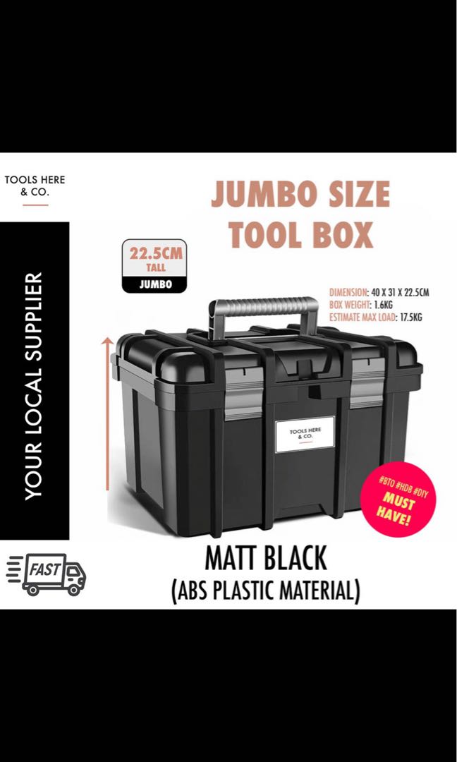 Tool Box JUMBO SIZE Suitable For BTO HDB DIY Tools Storage - Black ...