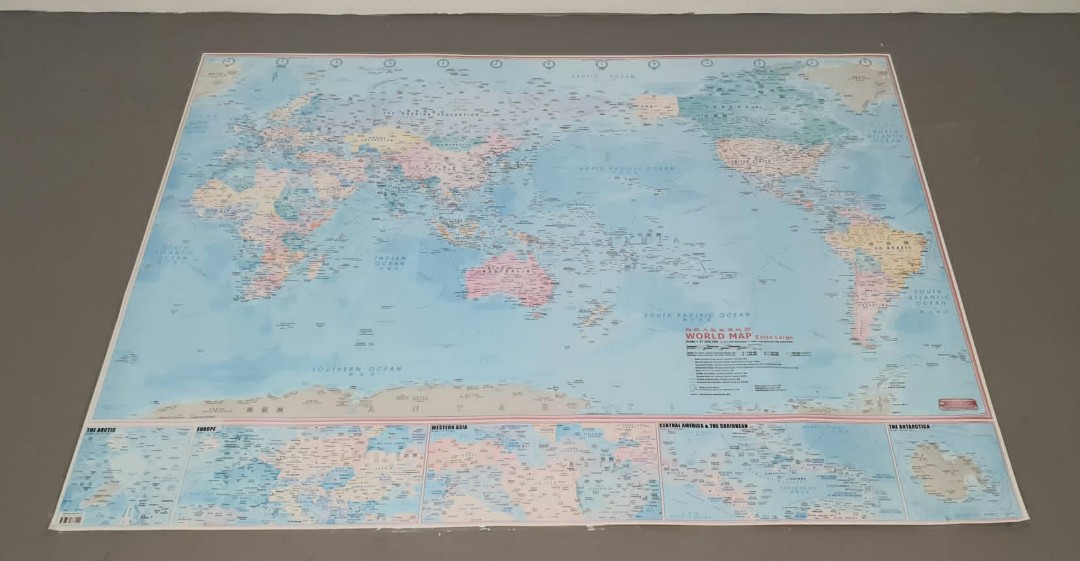 Travel World Map Wall Display Laminated Education School Rotate ...