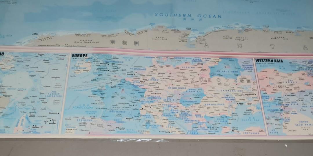 Travel World Map Wall Display Laminated Education School Rotate ...