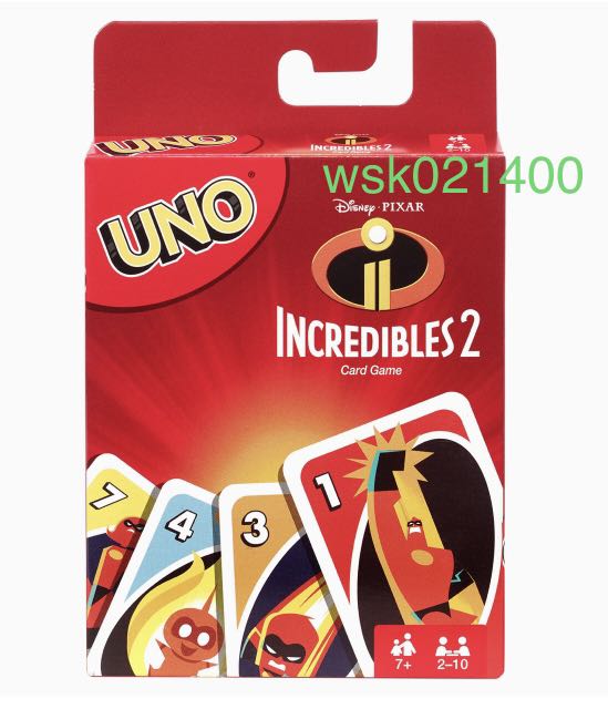 現貨正版全新UNO Disney and Pixar’s Incredibles 2 Card Game with 112 Cards and ...
