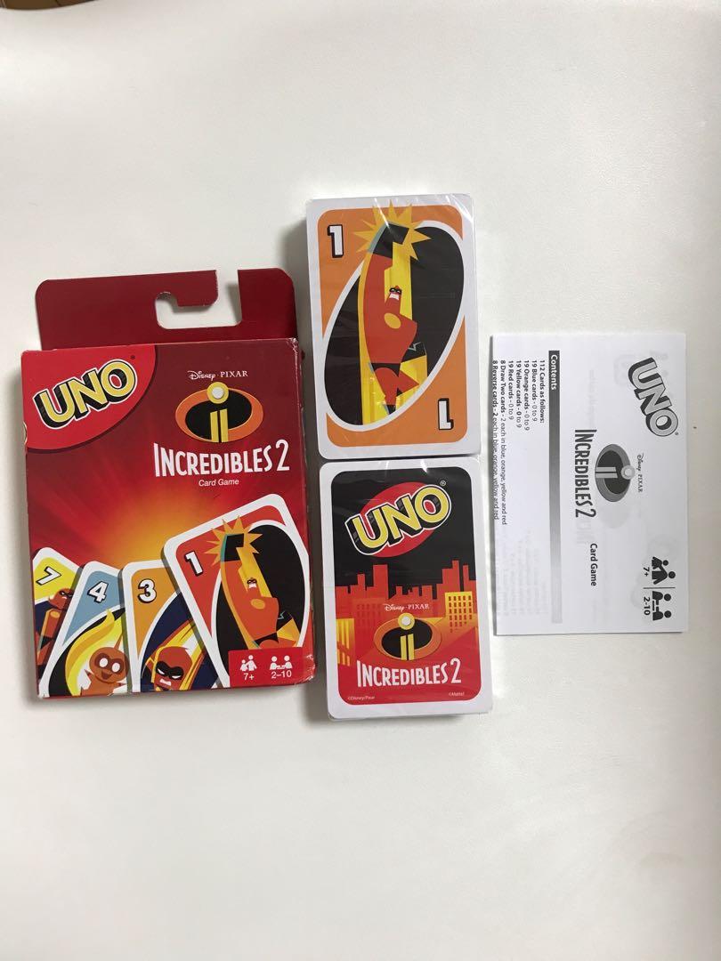 現貨正版全新UNO Disney and Pixar’s Incredibles 2 Card Game with 112 Cards and ...