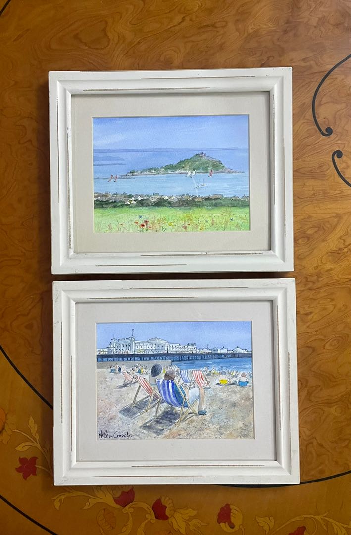 Vintage Pair of English Original Watercolour by Helen Crouch Signed ...