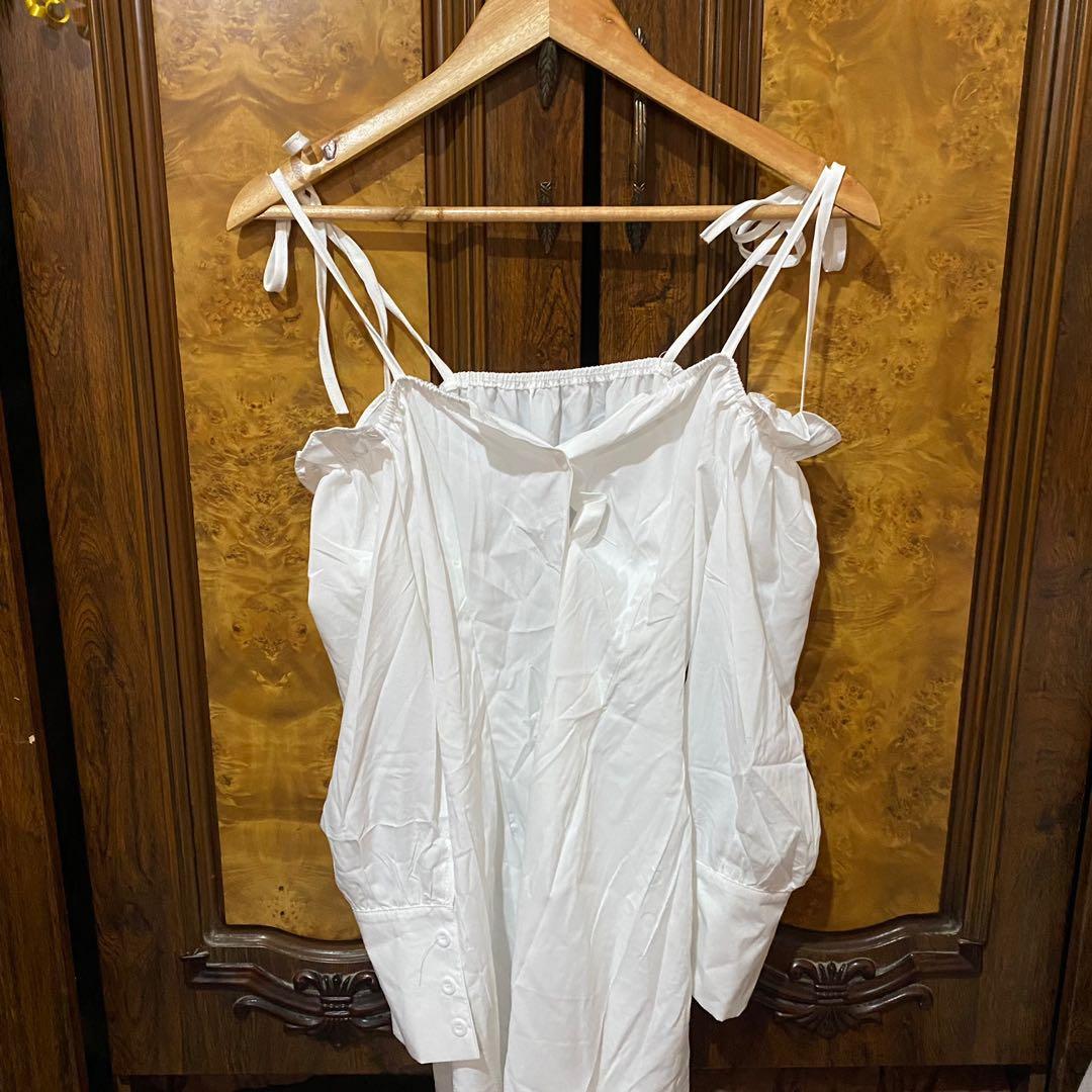 White Off Shoulder Polo Dress, Women's Fashion, Dresses & Sets, Dresses ...