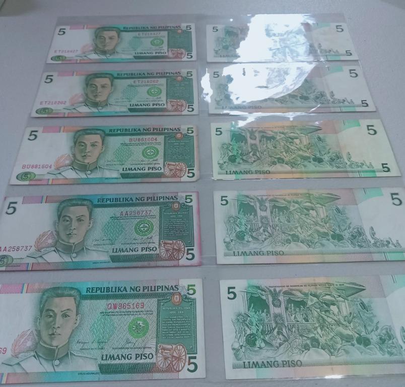 5 Peso Old Note Emilio Aguinaldo, Hobbies & Toys, Memorabilia ...