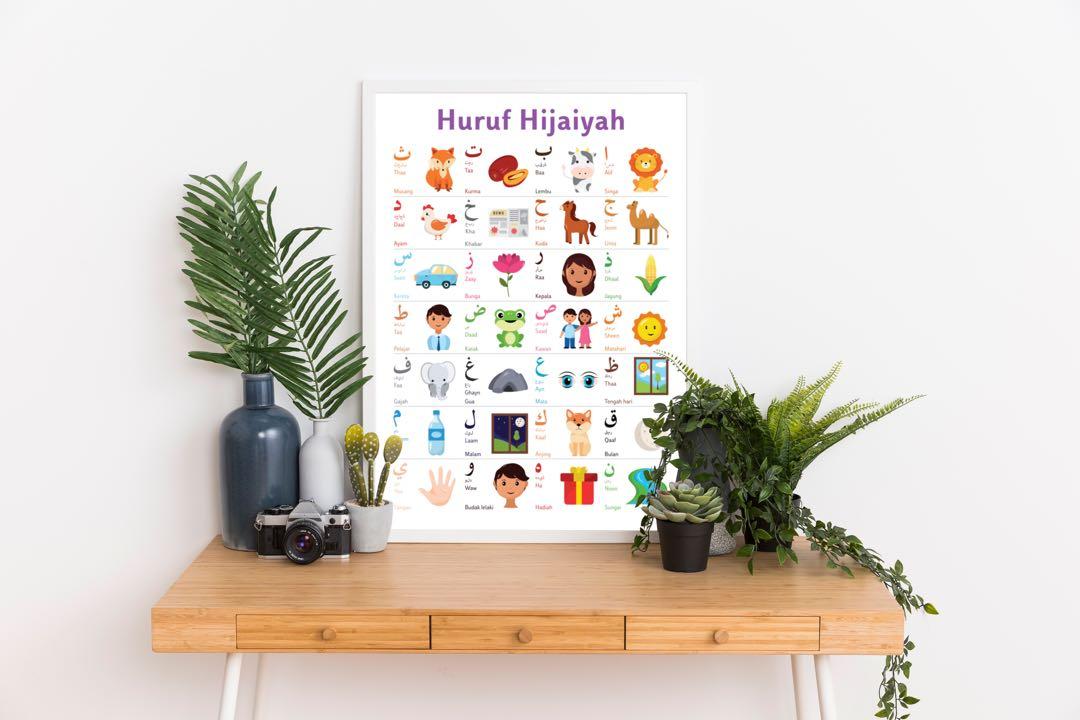 Alphabet Poster English, Malay, Arabic language, flashcards ...
