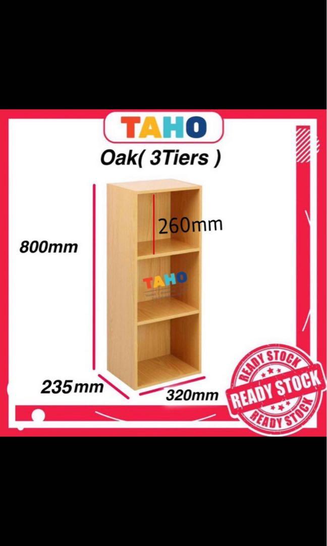 Book Rack 3 Tier Rack BookShelf Wooden Book Shelf Rack Storage Cabinet ...