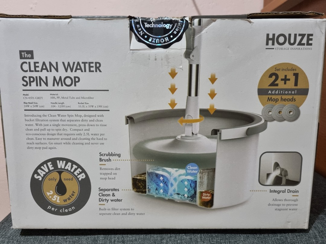 Clean water spin mop, Furniture & Home Living, Cleaning & Homecare ...