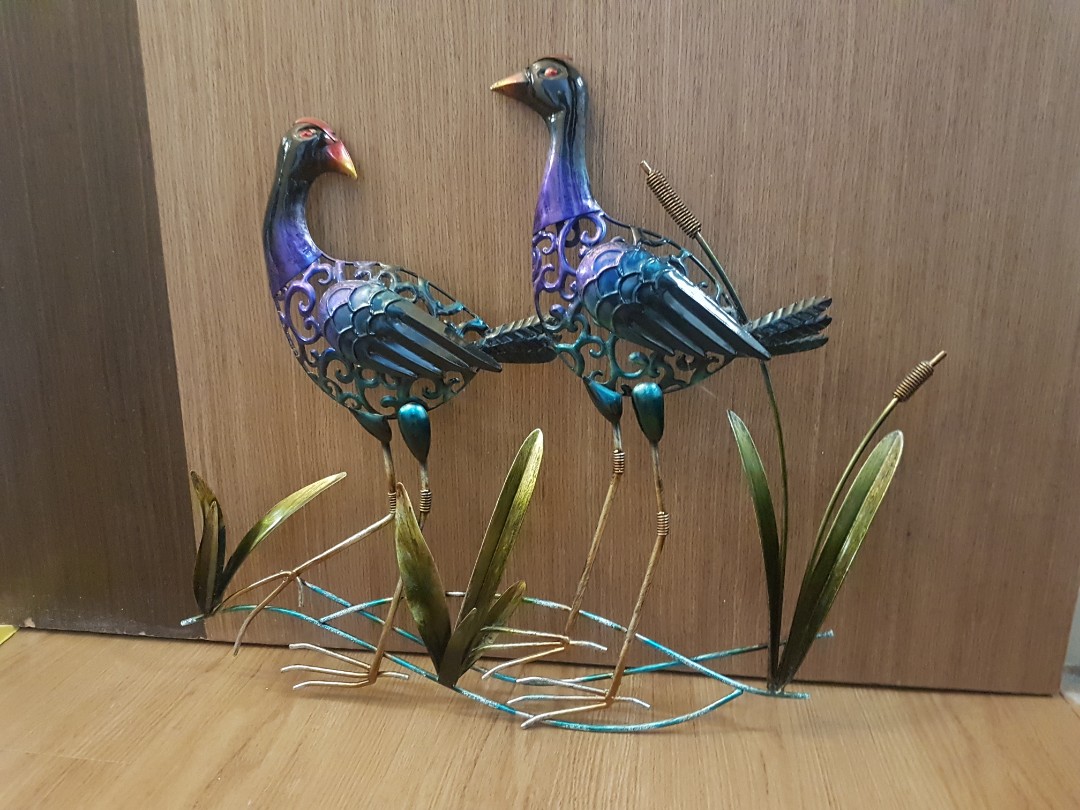 Double Pukeko Metal Art, Furniture & Home Living, Home Decor, Wall ...