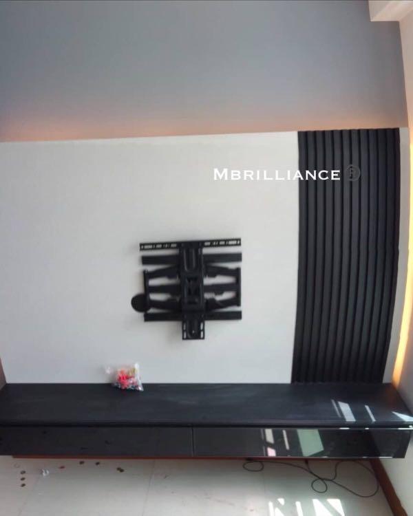 Fluted panel tv console feature wall set, Furniture & Home Living ...