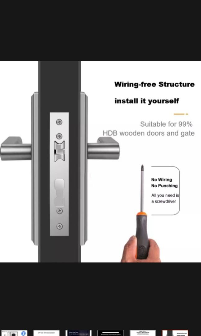 Gate Digital Lock 2-Sided HDB BTO Touch Fingerprint Password Bluetooth ...
