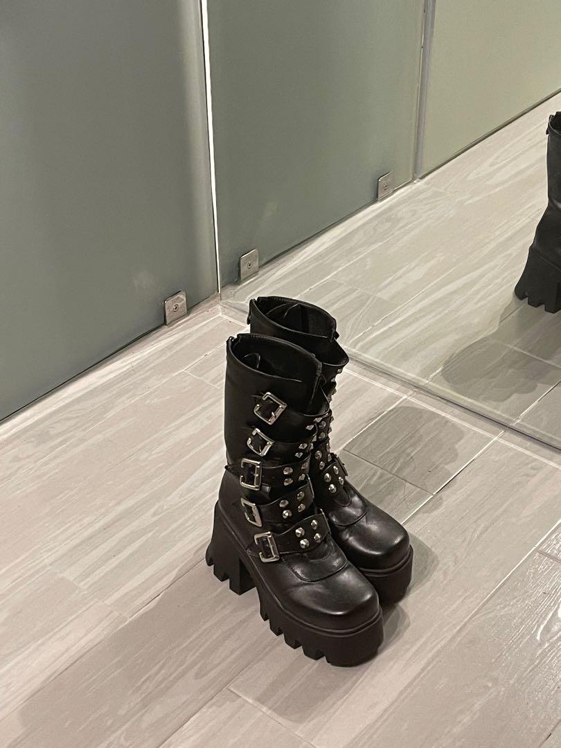 GOTH ALT BOOTS, Women's Fashion, Footwear, Boots on Carousell