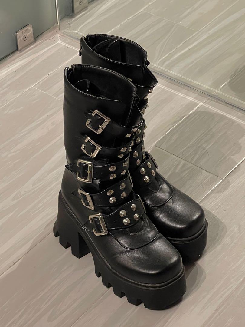 GOTH ALT BOOTS, Women's Fashion, Footwear, Boots on Carousell