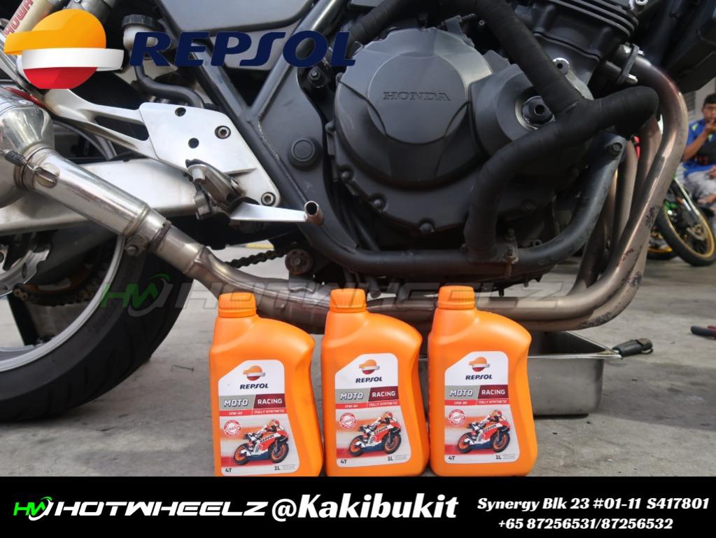 HONDA CB400 IN FOR REPSOL ENGINE OIL CHANGE, Motorcycles, Motorcycle ...