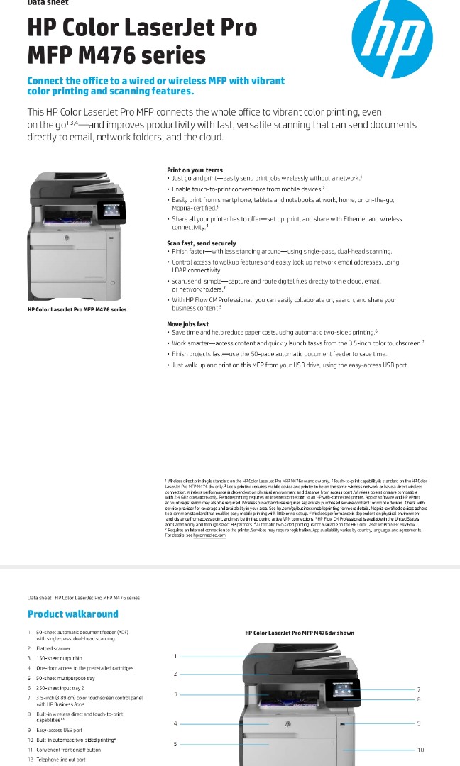 HP colour LaserJet Pro MFP M476dw, Computers & Tech, Printers, Scanners ...