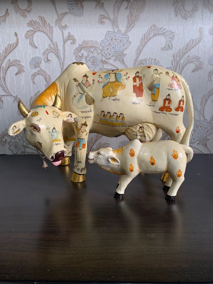 Indian Cow Statue with baby, Furniture & Home Living, Home Decor, Other ...