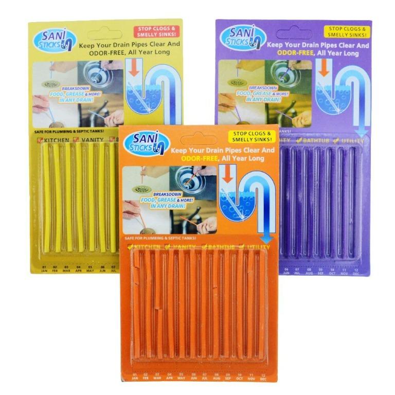 Sani Sticks Drain Cleaner & Deodorizer Stain Sticks Deodorant Sewer ...