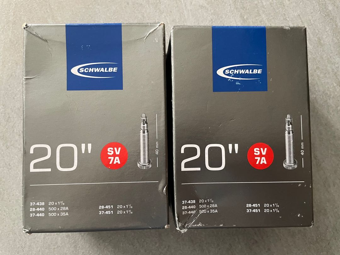 Schwalbe Inner Tyre Tube 20” SV7A 40mm, Sports Equipment, Bicycles & Parts, Parts & Accessories ...