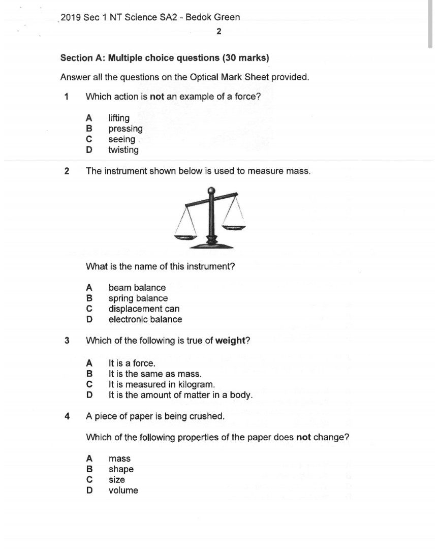 Sec 1 Science (Normal Technical) Exam Paper, Hobbies & Toys, Books ...