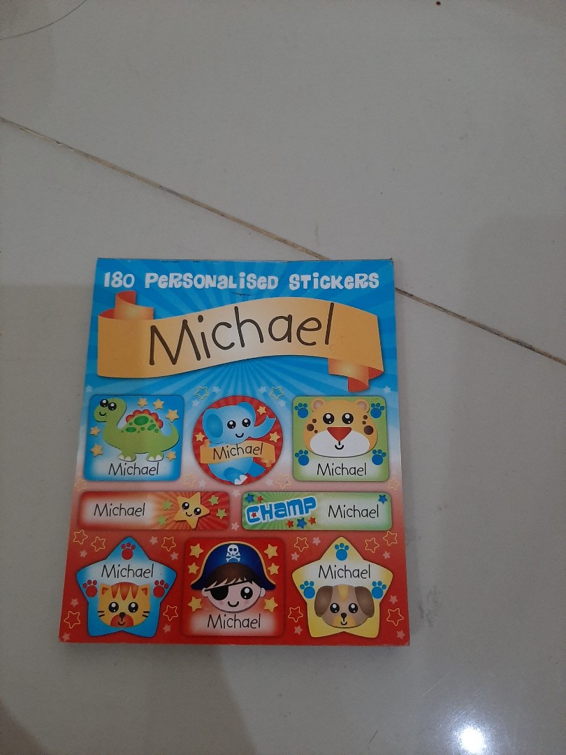 Stiker nama michael, Buku & Alat Tulis, Alat Tulis di Carousell