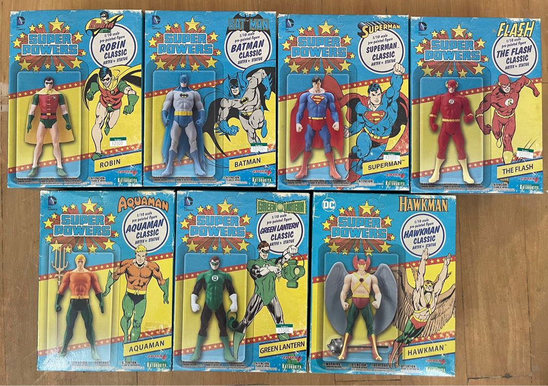 Set 7 Super Powers Classic 1/10 Kotobukiya Superman Batman Robin Flash ...