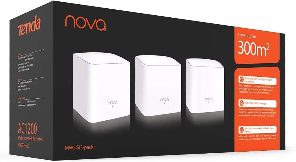 Tenda Nova WiFi Mesh Mesh Dual Band Gigabit AC1200 Router for 3500 sqft ...