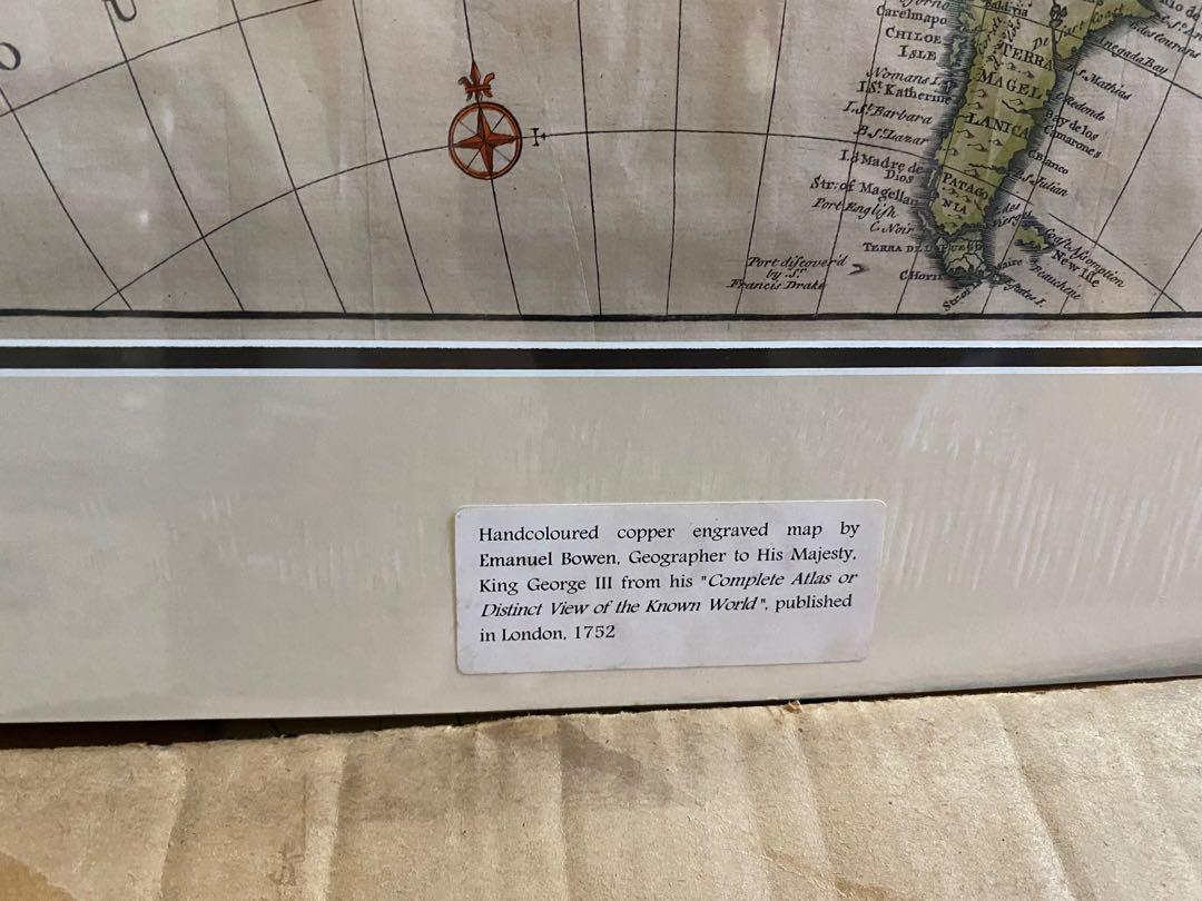 Unframed 1752 Map of America by Emanuel Bowen, Furniture & Home Living ...
