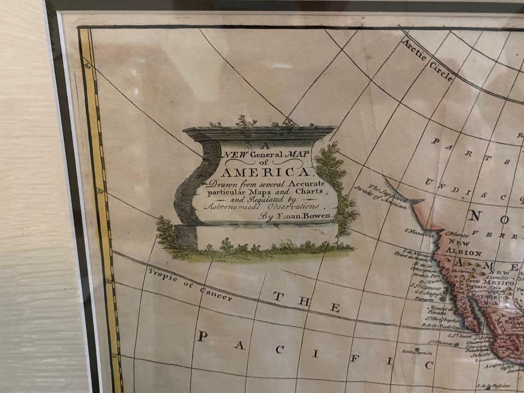 Unframed 1752 Map of America by Emanuel Bowen, Furniture & Home Living ...
