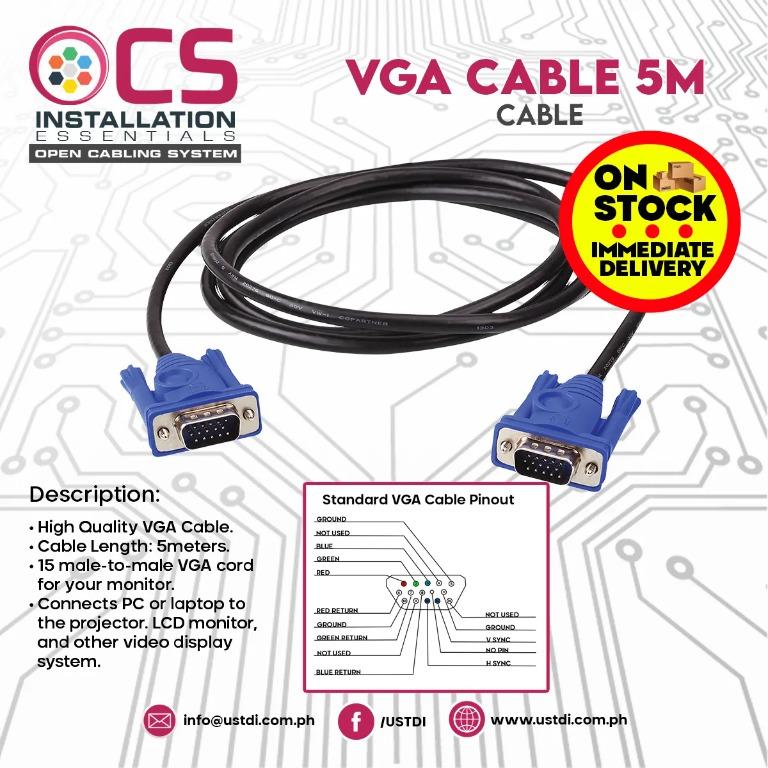 VGA Cable 5m, Computers & Tech, Parts & Accessories, Cables & Adaptors ...