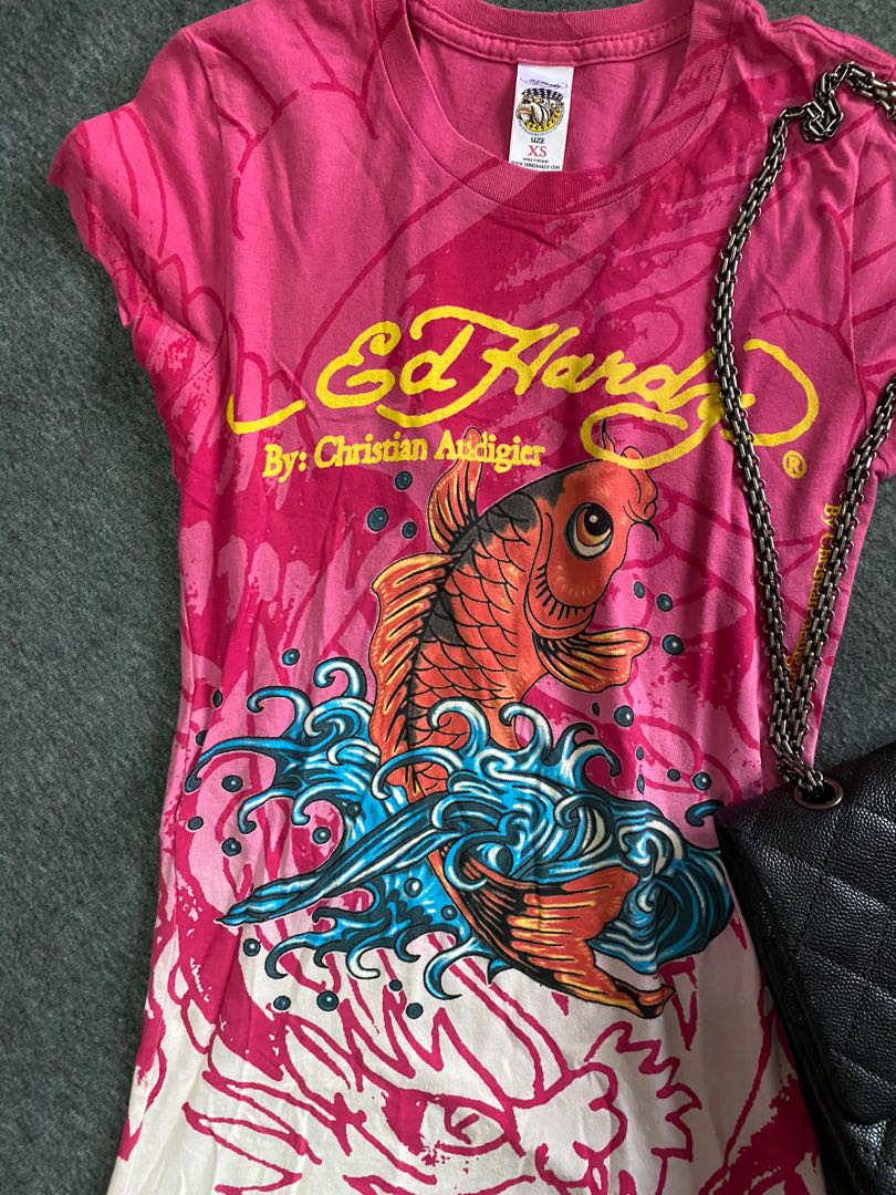 Authentic Ed Hardy Pink koi Fish Top, Women's Fashion, Tops, Other Tops ...