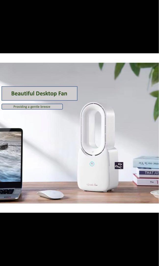 Bladeless Fan Table & Bedside Fan No Blade Fan Portable with Ambient ...