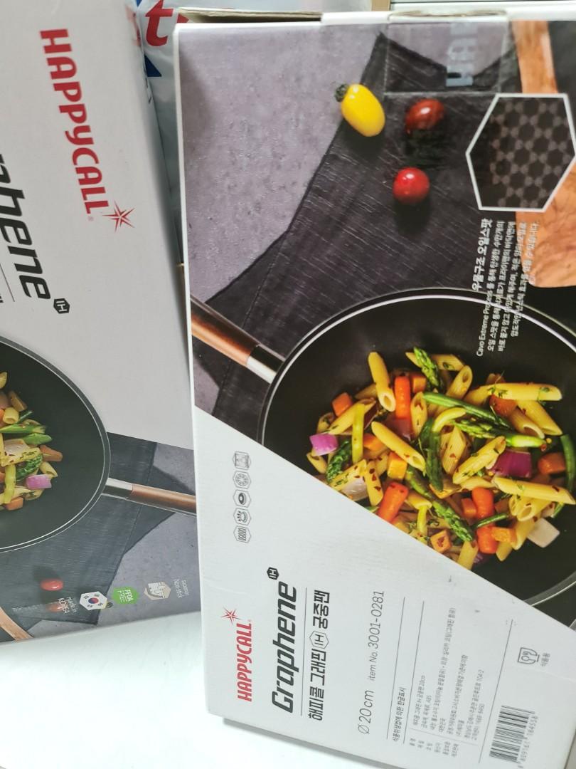 BNIB Happycall Graphene IH Crocodile Series Die Cast Made in Korea Wok 20cm/24cm Non-stick ...