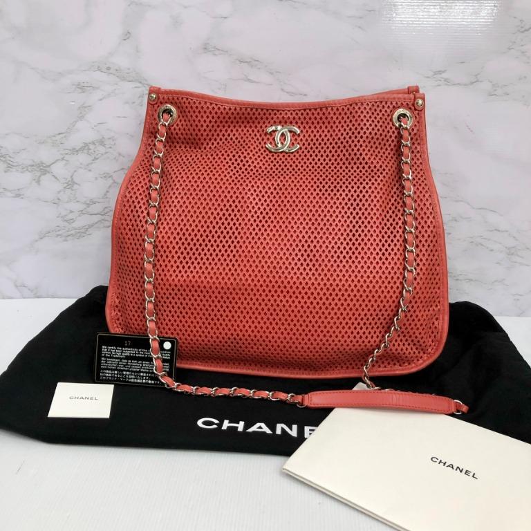 CHANEL LAMSKIN RED PERFORATED CHAIN NO.17 TATO BAG 227013960, Women's ...