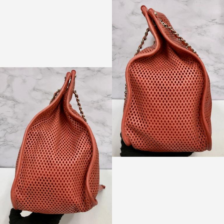 CHANEL LAMSKIN RED PERFORATED CHAIN NO.17 TATO BAG 227013960, Women's ...