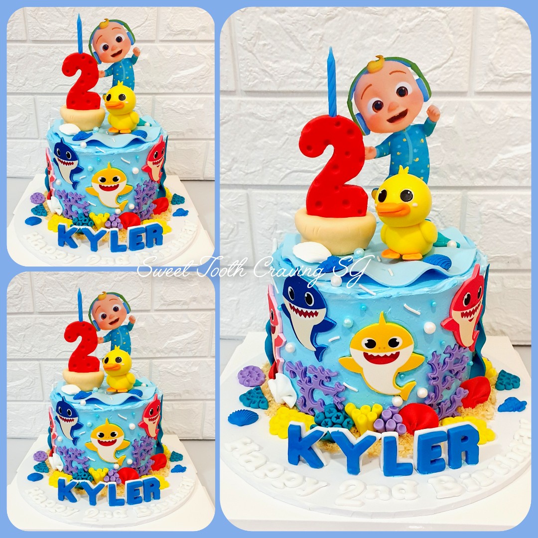 Cocomelon and Baby Shark Cake, Food & Drinks, Homemade Bakes on Carousell