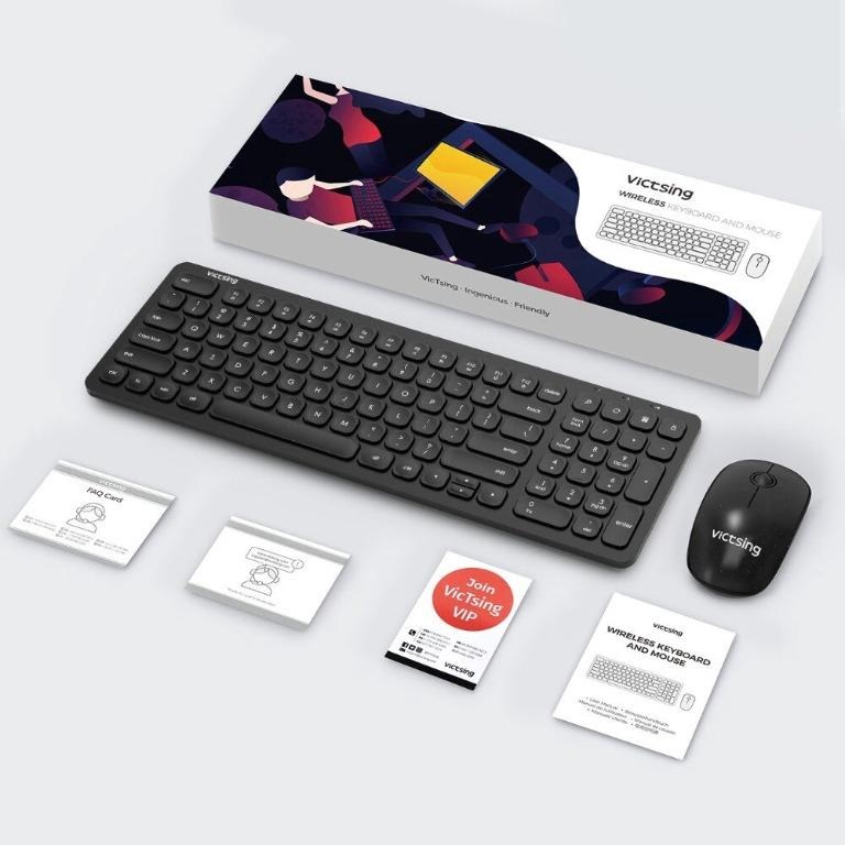 F3359 VicTsing PC238 2.4G Wireless Keyboard and Mouse Combo Ultra Slim ...