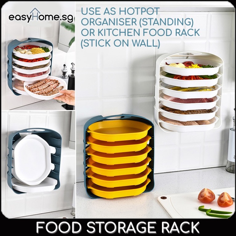 Food Storage Rack 6Tier / Stick on Wall or Standing/ Steamboat Hotpot ...