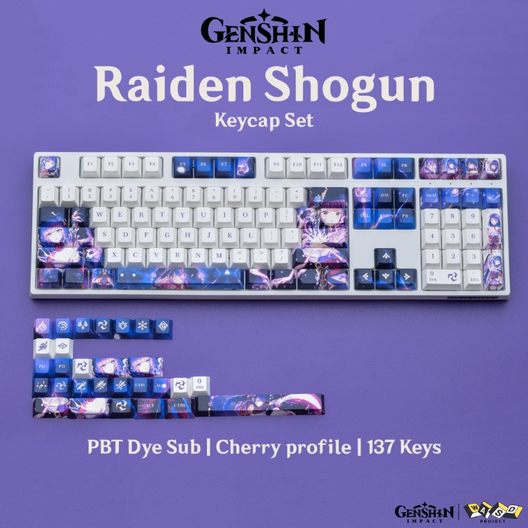 Genshin Impact Raiden Shogun Keycap Set | PBT Dye Sub | Cherry Profile ...