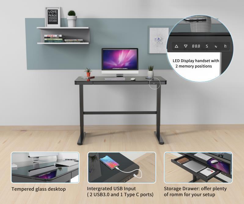 [iDS] Ergonomic Study Table Motorised Height Adjustable Desk USB 3.0 ...